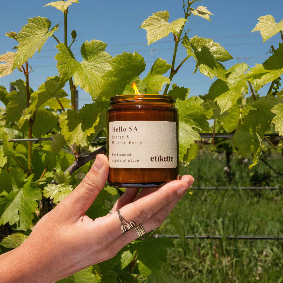 'Hello SA' x Etikette | Hand poured Soy Wax Candle in Shiraz & Muntrie ...